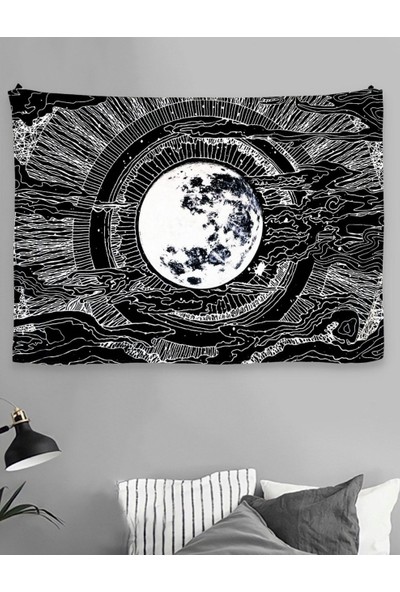 Trendimsin Siyah Beyaz Dolunay Duvar Halısı