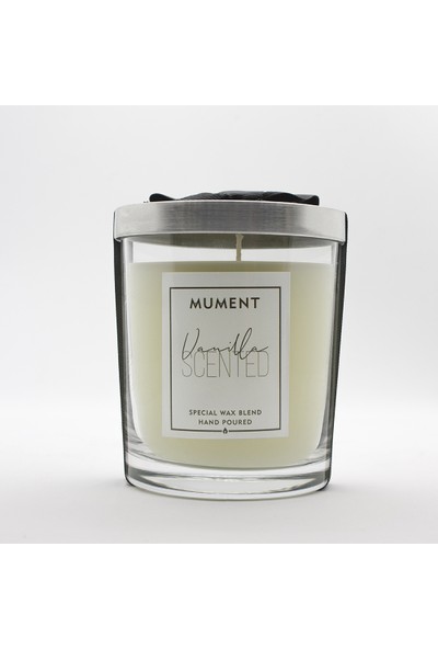 Mument Chic Serisi Gümüş Gri Kapaklı Vanilya Kokulu Bardak Mum