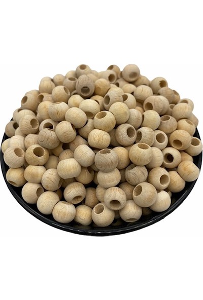 Hedef Bijuteri 10 mm Ham Ahşap Tahta Boncuk 100 gr 350 Adet Boncuk