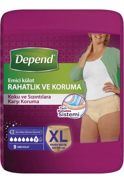 Depend Emici Külot Ekstra Büyük Kadın 9'lu Depend Emici Külot Ekstra Büyük Kadın 9'lu