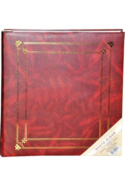 Aledo 50 Yaprak [100 SAYFA]-31x32 cm Manyetik Yapışkanlı Ciltbezli Fotoğraf Albümü-Bordo