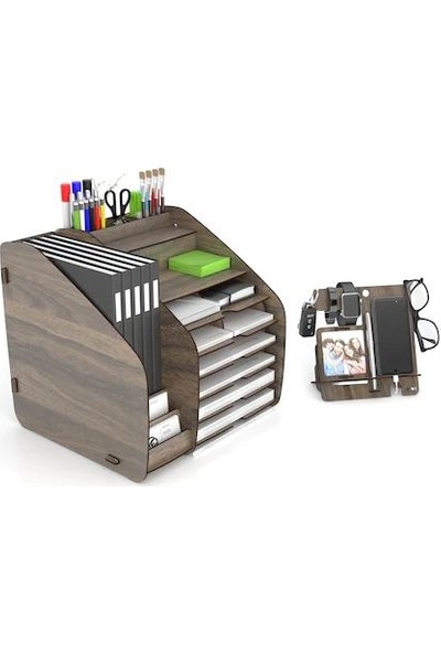 Design Otto Fx XL Modest A4 Evrak Rafı Masaüstü Organizer Ceviz