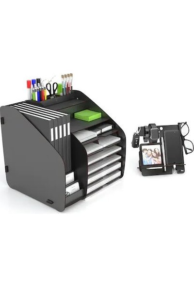 Design Otto Fx XL Modest A4 Evrak Rafı Masaüstü Organizer Siyah