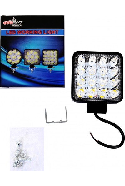 Otoban Çalışma Lambası Kare 16 LED 48 W Otoban Çalışma Lambası Kare 16 LED 48 W