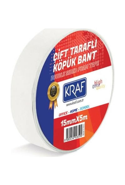 Kraf Çift Taraflı Köpük Bant 15 mm x 5 mt