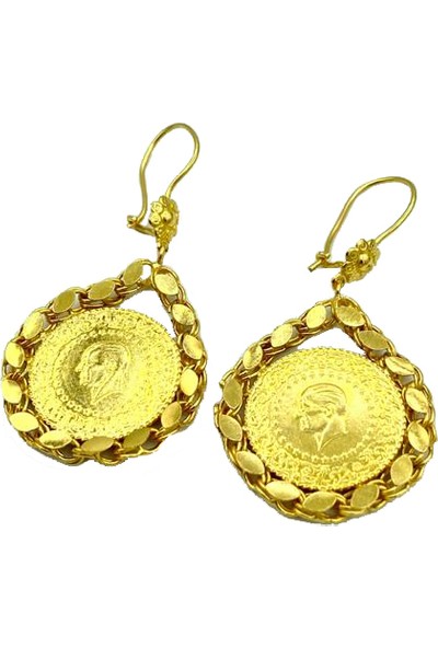 Tekin Gold Pullu Çeyrek Altın Küpe