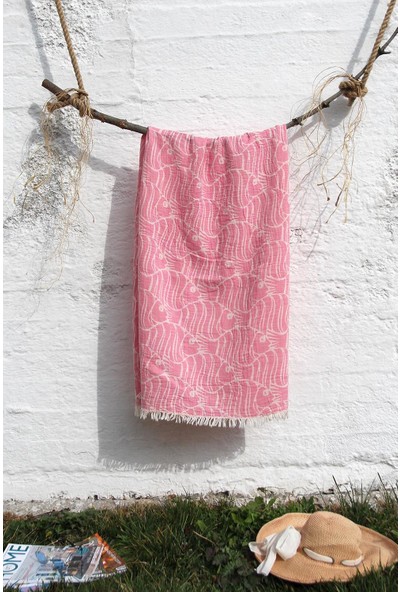 Baveno Pamuklu 90 x 180 cm Peştemal Plaj Havlusu Balık Desen Jakarlı Baveno Pamuklu 90 x 180 cm Peştemal Plaj Havlusu Balık Desen Jakarlı