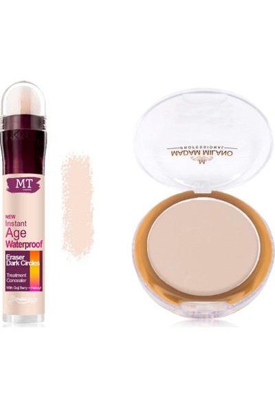 Makeuptime mt Anti Age Waterproof Kapatıcı 6 ml + Madam Milano Aynalı Krem Pudra 01 Makeuptime mt Anti Age Waterproof Kapatıcı 6 ml + Madam Milano Aynalı Krem Pudra 01