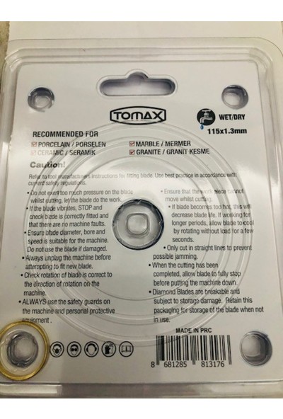 Tomax Seramik Fayans Kesici 115×1,3 mm