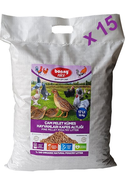 Bonny Nice Bıldırcın Güvercin Keklik Süs Tavukları Kafes Altlığı 10 kg 17 L x 15 Paket Bonny Nice Bıldırcın Güvercin Keklik Süs Tavukları Kafes Altlığı 10 kg 17 L x 15 Paket
