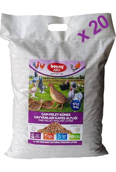 Bonny Nice Bıldırcın Güvercin Keklik Süs Tavukları Kafes Altlığı 10 kg 17 L x 20 Paket Bonny Nice Bıldırcın Güvercin Keklik Süs Tavukları Kafes Altlığı 10 kg 17 L x 20 Paket