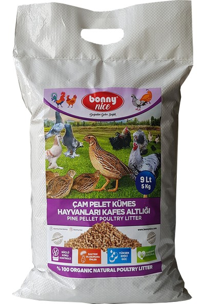 Bonny Nice Bıldırcın Güvercin Keklik Süs Tavukları Kafes Altlığı 5 kg 9 L Bonny Nice Bıldırcın Güvercin Keklik Süs Tavukları Kafes Altlığı 5 kg 9 L