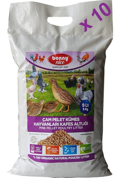 Bonny Nice Bıldırcın Güvercin Keklik Süs Tavukları Kafes Altlığı 5 kg 9 L x 10 Paket Bonny Nice Bıldırcın Güvercin Keklik Süs Tavukları Kafes Altlığı 5 kg 9 L x 10 Paket