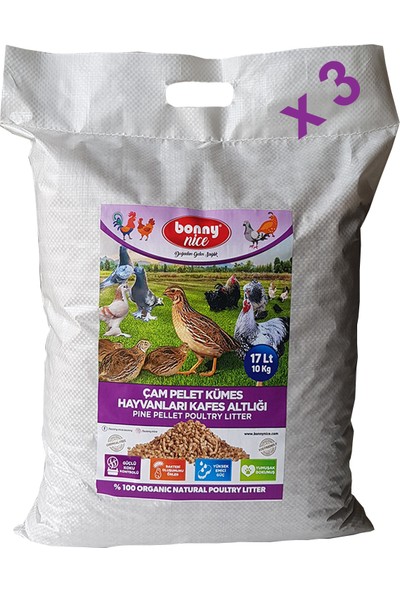 Bonny Nice Bıldırcın Güvercin Keklik Süs Tavukları Kafes Altlığı 10 kg 17 L x 3 Paket Bonny Nice Bıldırcın Güvercin Keklik Süs Tavukları Kafes Altlığı 10 kg 17 L x 3 Paket