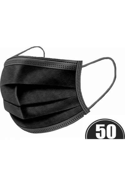 Marmask Siyah Cerrahi Maske 50 Adet