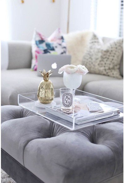 Şeffaf Pleksi Tepsi 35 x 25 cm Servis Sunum Tepsisi