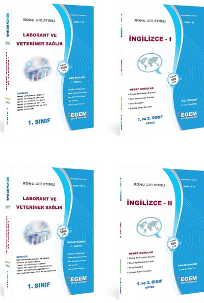 Egem Yayınları AÖF Laborant ve Veteriner Sağlık 1. Sınıf 1 ve 2. Dönem Tüm Dersler  Egem Yayınları AÖF Laborant ve Veteriner Sağlık 1. Sınıf 1 ve 2. Dönem Tüm Dersler