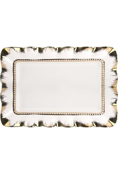 Roy King Beyaz Altın Avangarde Sunum Tabak 36Cm