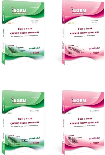 Egem Yayınları AÖF Sosyoloji 3 ve 4. Sınıf Çıkmış Sorular