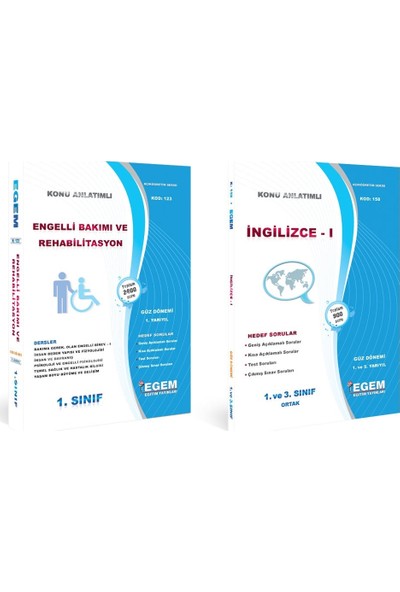 Egem Yayınları AÖF Engelli Bakımı ve Rehabilitasyon 1. Sınıf 1. Dönem Tüm Dersler (Güz) Egem Yayınları AÖF Engelli Bakımı ve Rehabilitasyon 1. Sınıf 1. Dönem Tüm Dersler (Güz)