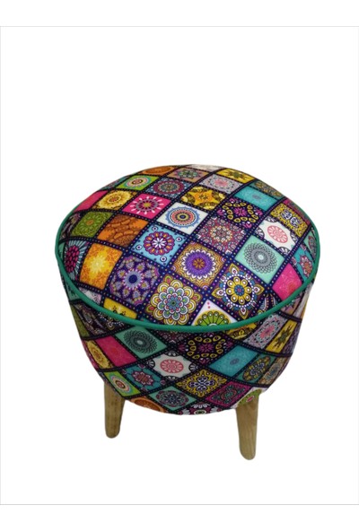 Kargola Gelsin Olwe Etnik Desenli Otantik Puf Koltuk