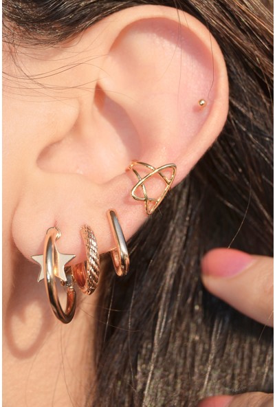 Sacce Scarves&Accessories Yıldız Şekilli Sıkıştırmalı Kıkırdak Küpe