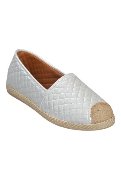 Shoemix Gümüş Simli Kadın Espardil