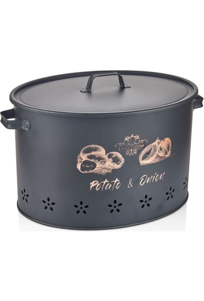 Lucky Homes Metal Bölmeli Patates Soğan Kovası Siyah 18LT.