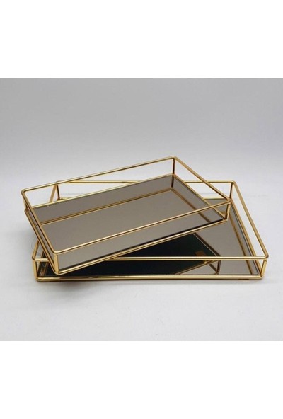 Çiko Toys 2 Li Dekoratif Lüks Metal Aynalı Tepsi