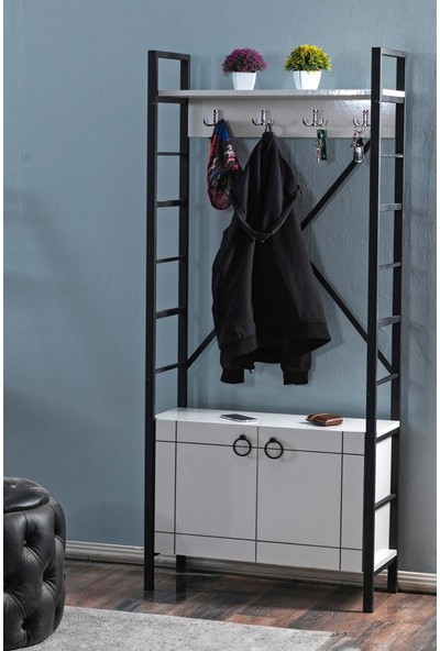 Makbulce Beyza Metal Portmanto & Ayakkabılık Beyaz Makbulce Beyza Metal Portmanto & Ayakkabılık Beyaz