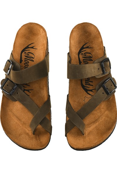 Moosefield Deri Haki Yeşili Kadın Terlik