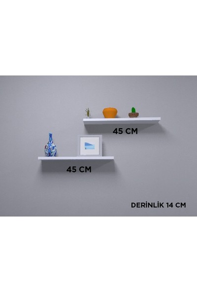 Akkaya Beyaz Dekoratif 2'li Uçan Raf 45X45 cm