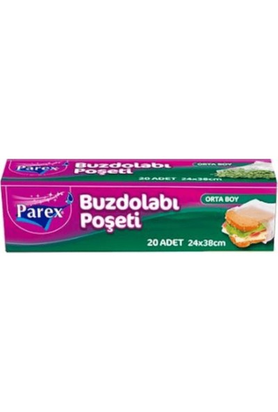 Parex Buzdolabı Poşeti Orta Boy 24 x 38 cm 20'li x 4