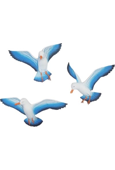 Moda Feneri 3lü Mavi Kanatlı Martı Duvar Süsü Moda Feneri 3lü Mavi Kanatlı Martı Duvar Süsü