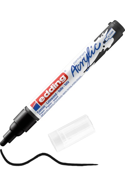 Edding 5100 Orta Uçlu Akrilik Markör - Siyah - 2-3 Mm’Lik Yuvarlak Uç