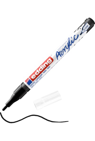 Edding 5300 İnce Uçlu Akrilik Markör - Siyah - 1-2 Mm’Lik İnce Yuvarlak Uç