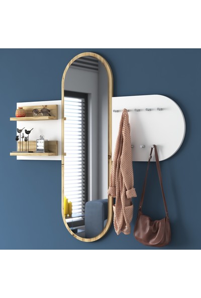 Rani P3 Aynalı Duvar Askısı Boy Aynası Keçe Ceviz Beyaz Vestiyer Rani P3 Aynalı Duvar Askısı Boy Aynası Keçe Ceviz Beyaz Vestiyer