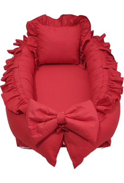 Bebek Atölyesi Bebekatölyesi Babynest Kırmızı Renk Fırfır Kenarlı