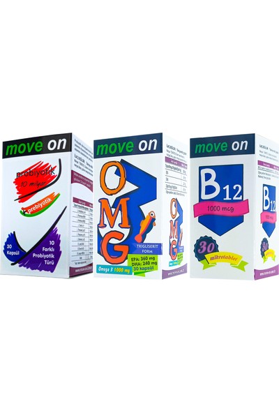 Move On Probiyotik + Omega 3 + Vitamin B12 (3ü1 Arada) Move On Probiyotik + Omega 3 + Vitamin B12 (3ü1 Arada)