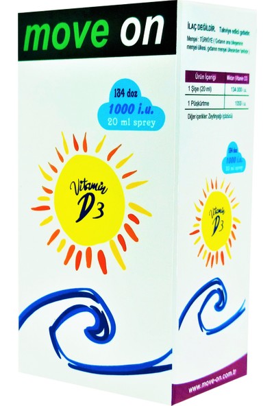 Move On Vitamin D 1000 i.u. 20 ml Sprey (134 Doz) Move On Vitamin D 1000 i.u. 20 ml Sprey (134 Doz)