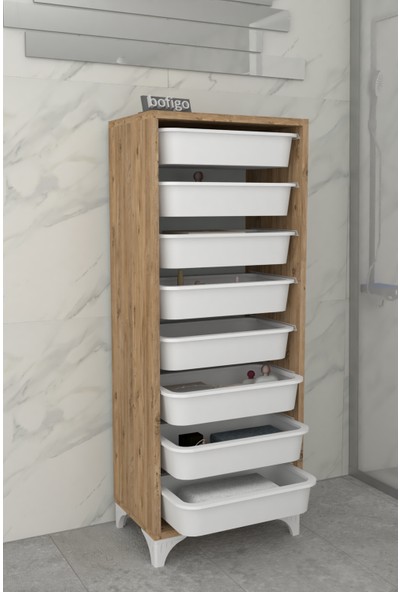 Bofigo 8 Sepetli Mutfak Dolabı Çok Amaçlı Dolap Sebzelik Oyuncak Dolabı Çam