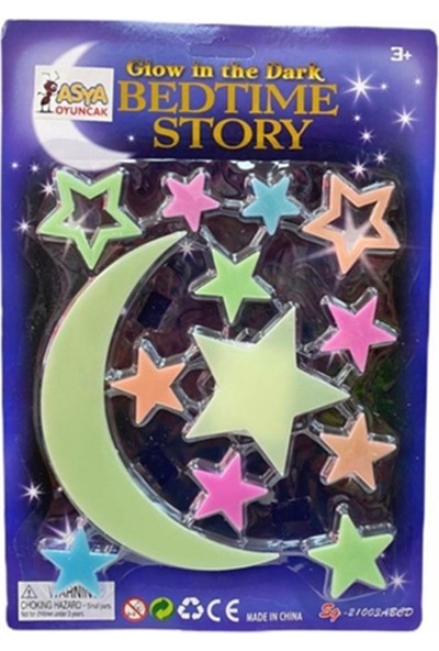 Asya Gece Parlayan Fosforlu Ay Yıldız