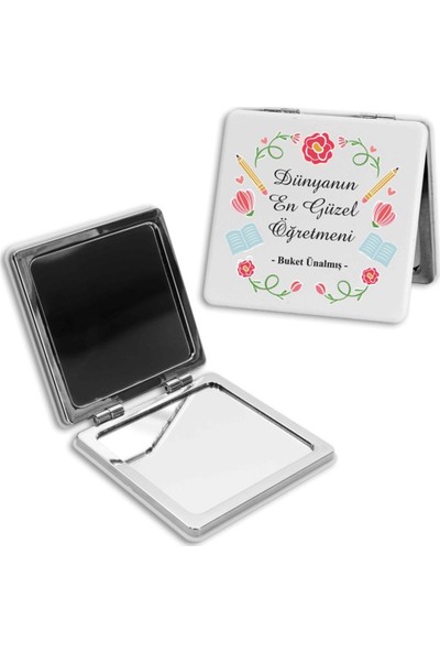 Hediye Rengi Kişiye Özel Kare Ayna - En Güzel Öğretmen
