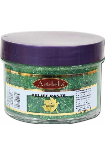 Artebella Rölyef Pasta Simli 160 cc Çimen Yeşili Artebella Rölyef Pasta Simli 160 cc Çimen Yeşili