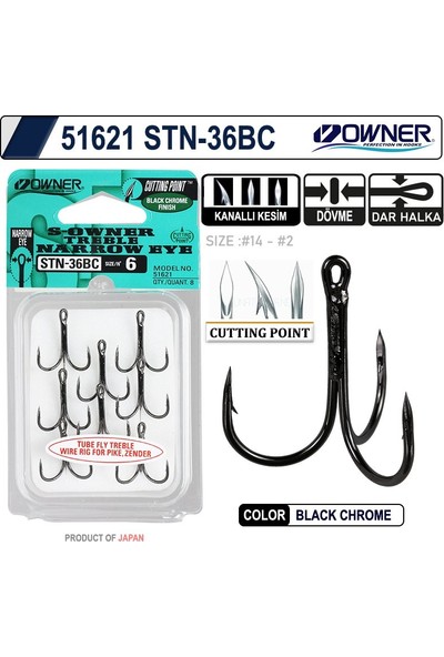 Owner 51621 Stn -36 Black Chrome Üçlü iğne Owner 51621 Stn -36 Black Chrome Üçlü iğne