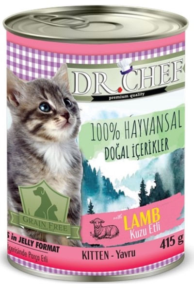 Dr. Chef TATKUZUGRAMAJ415 Grtüm Özellikler Dr.chef Tahılsız Kuzu Etli Yavru Kedi Konserve 415 gr x 24 Adet Dr. Chef TATKUZUGRAMAJ415 Grtüm Özellikler Dr.chef Tahılsız Kuzu Etli Yavru Kedi Konserve 415 gr x 24 Adet