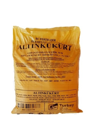 Altınkükürt Kükürt Toz 25 kg Kargo Dahil Altın Kükürt