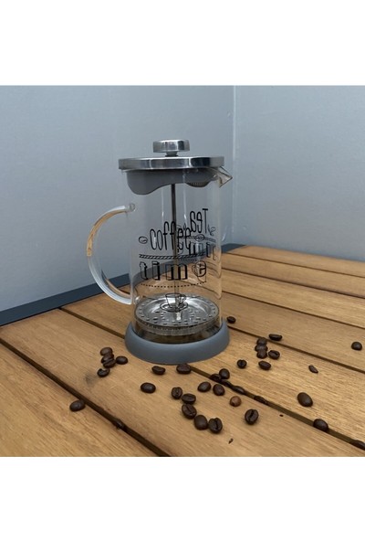 Borosilikat French Press 600 Ml-Silikon Tabanlı Bitki Çayı Demleme-Gri Borosilikat French Press 600 Ml-Silikon Tabanlı Bitki Çayı Demleme-Gri