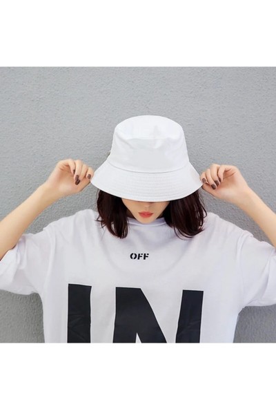 Işıl Aksesuar Düz Beyaz Kova Şapka Balıkçı Şapka Bucket Hat Işıl Aksesuar Düz Beyaz Kova Şapka Balıkçı Şapka Bucket Hat