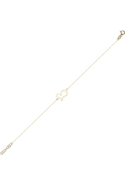 Melike Gold 14 Ayar Altın Kalp Bileklik
